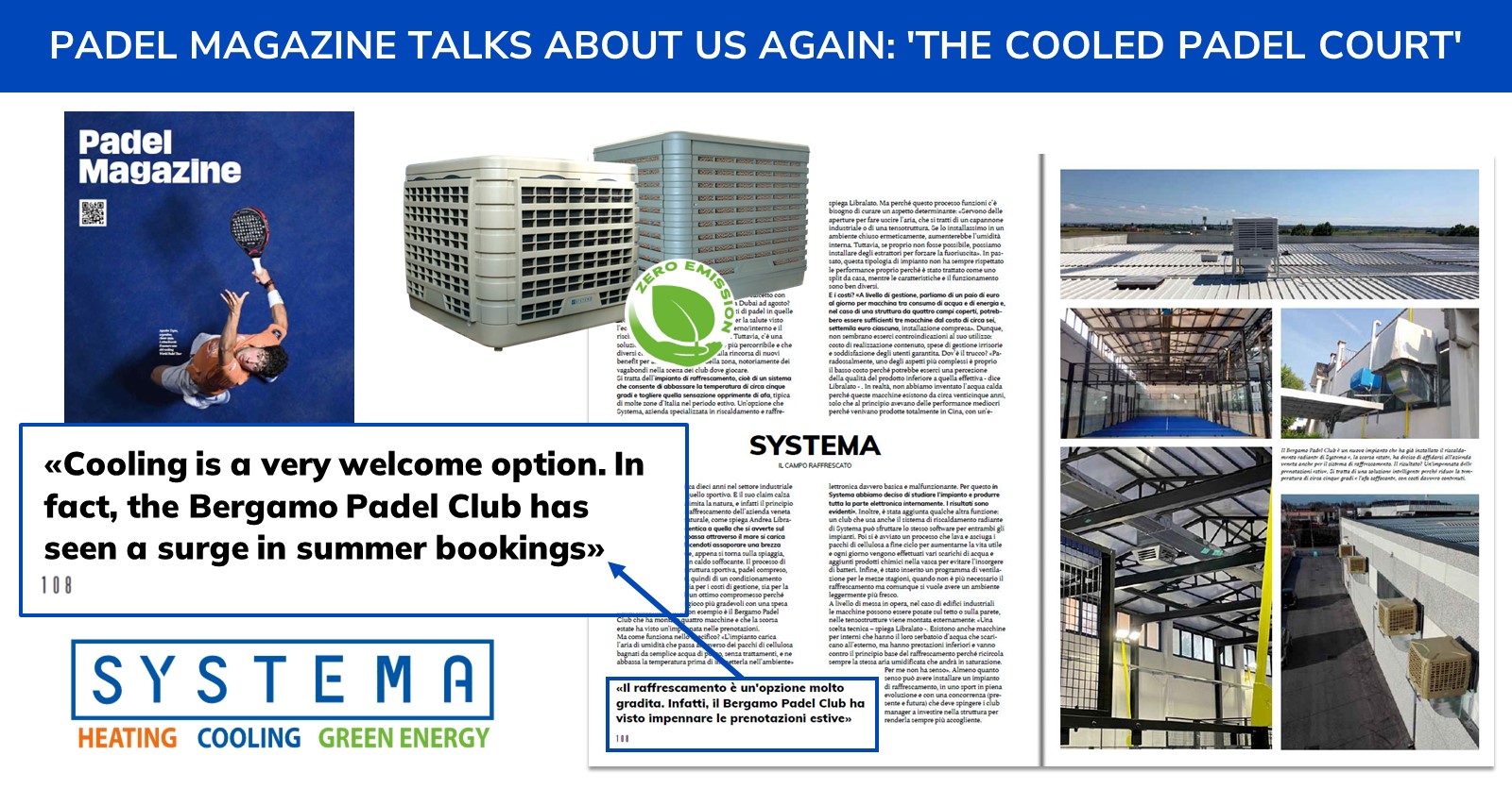 Systema: the cool that makes Padel Club Bergamo fly! | Systema